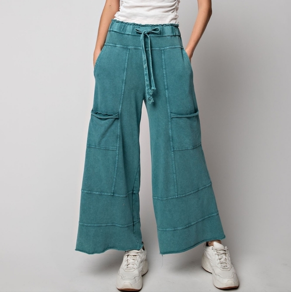 easel | Pants & Jumpsuits | New Easel Teal Green Mineral Washed Terry ...